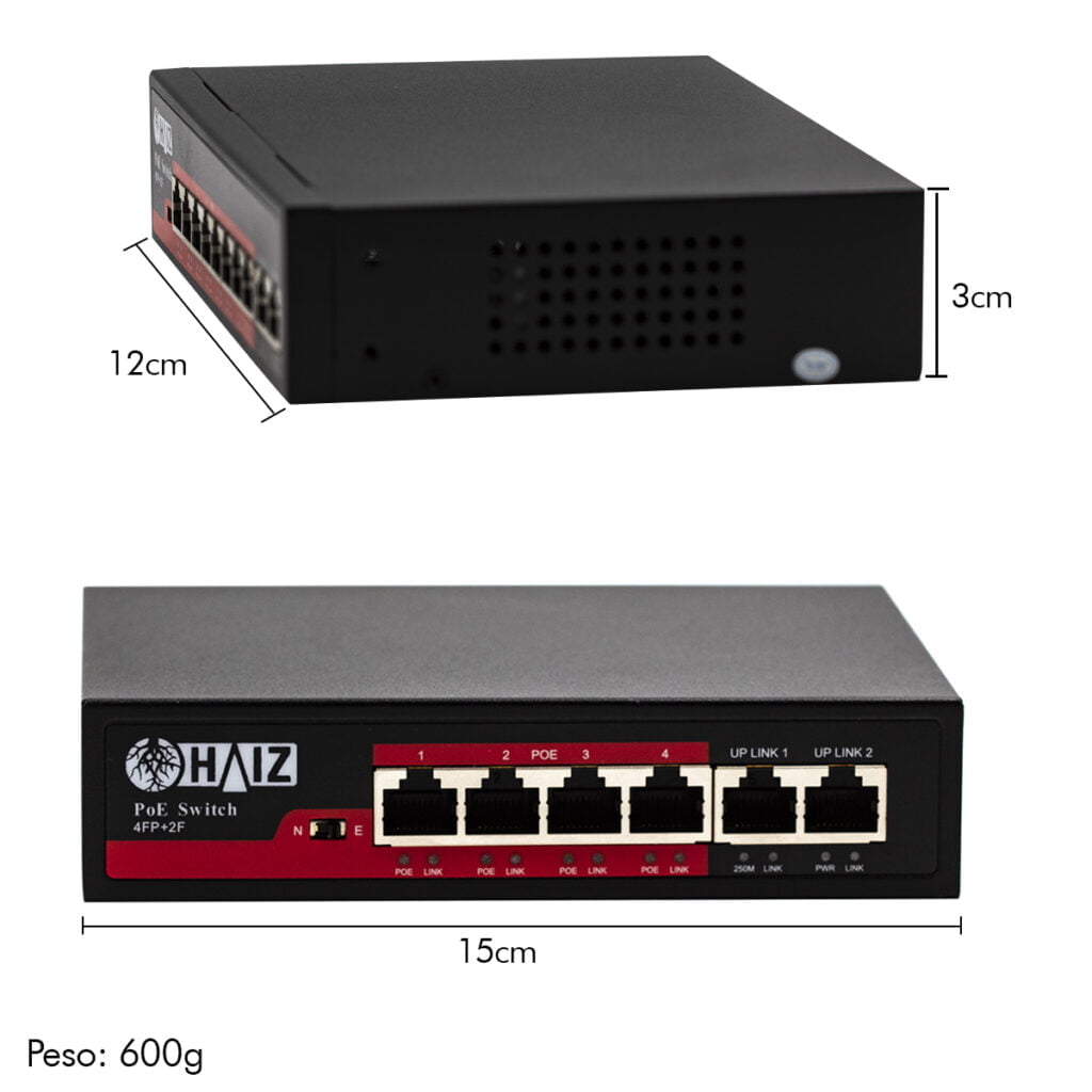 Smart Poe 4F+2G Switch 4 Portas Poe Ativo + 2 Uplink Câmeras Ip 10/100m ...