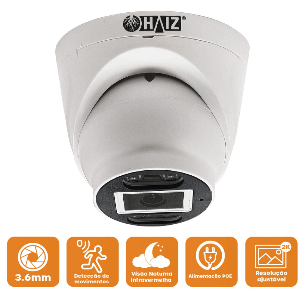Câmera dome HAIZ IP POE 3mp 3.6mm sensor 1/4" cmos HZ-D36 - HAIZ